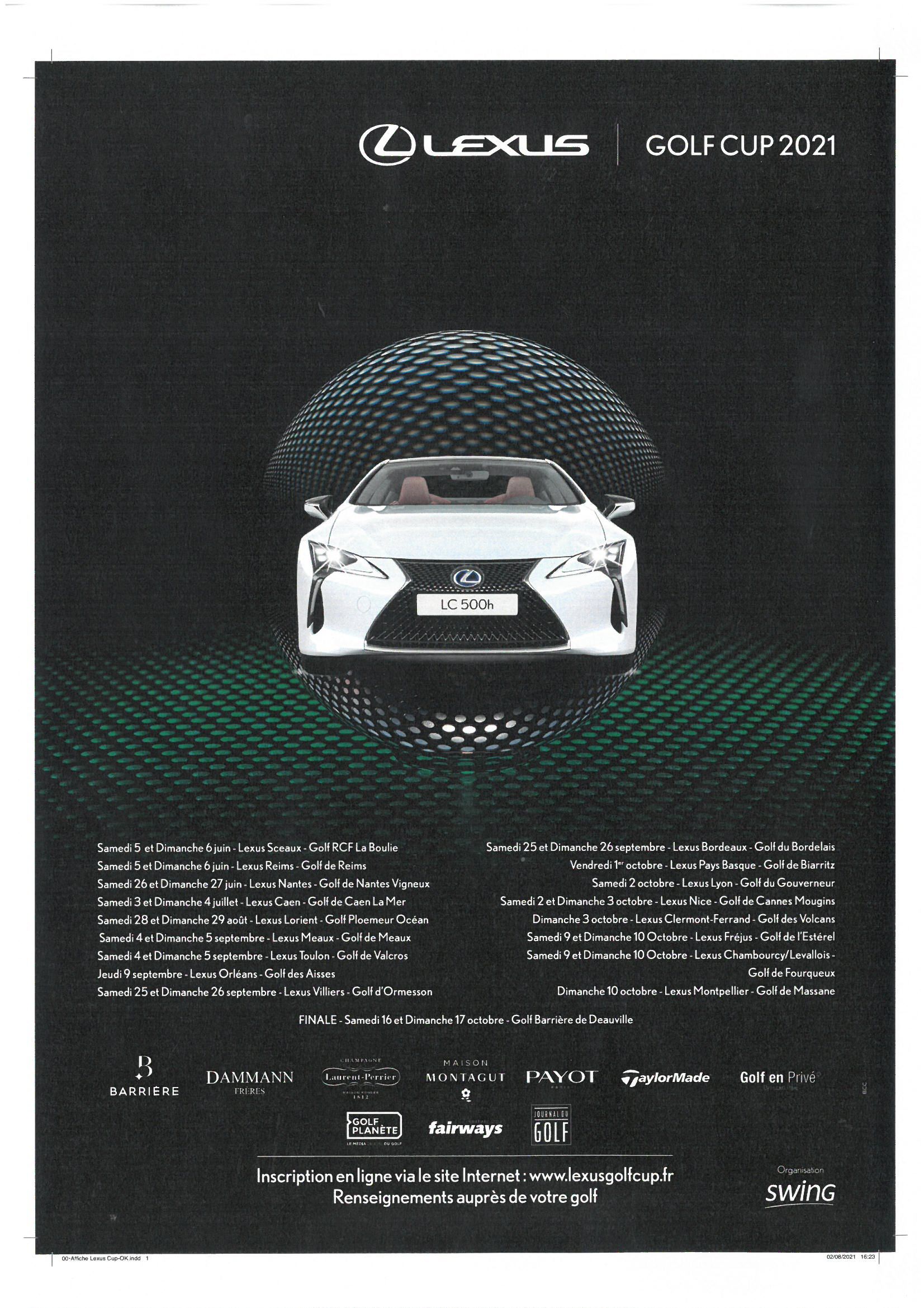 Actualités - Lexus Golf Cup : Dimanche 5 septembre 2021 - Ouverture des ...